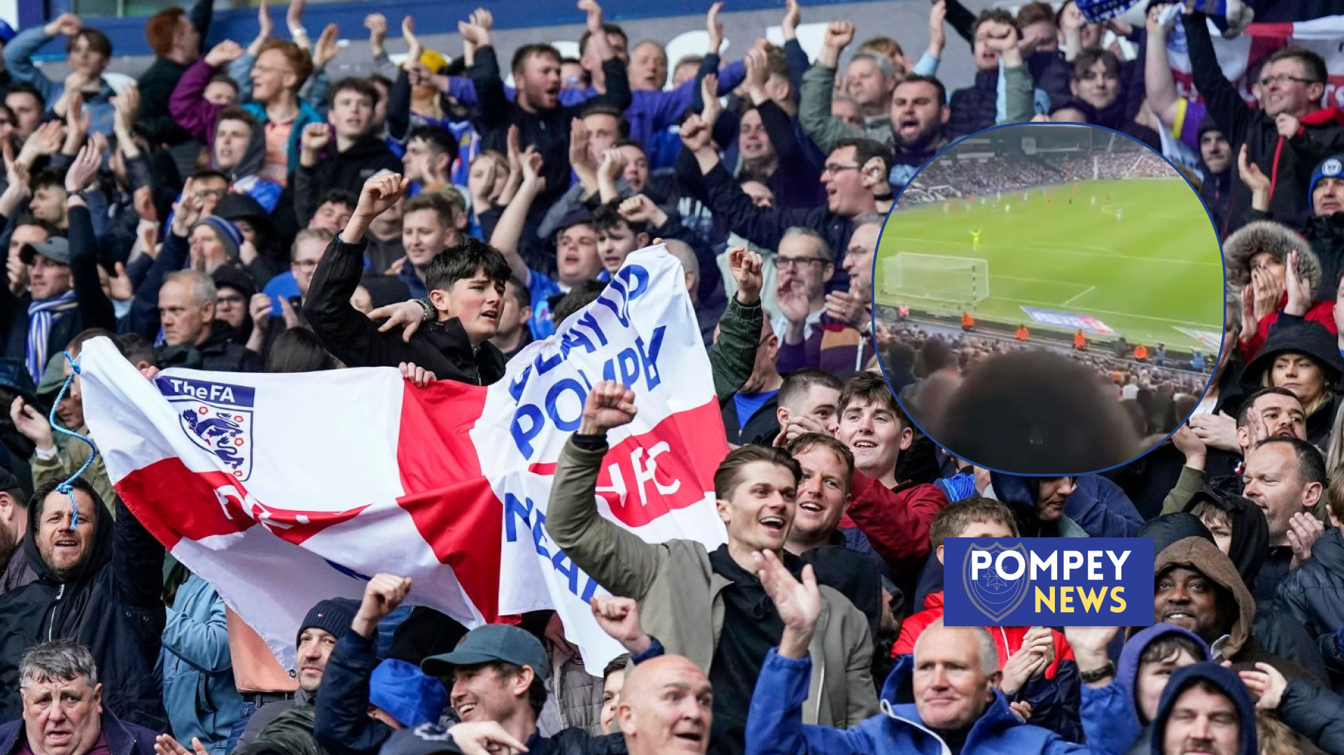 Luton fan footage shows Portsmouth chant as they're battered by West Brom