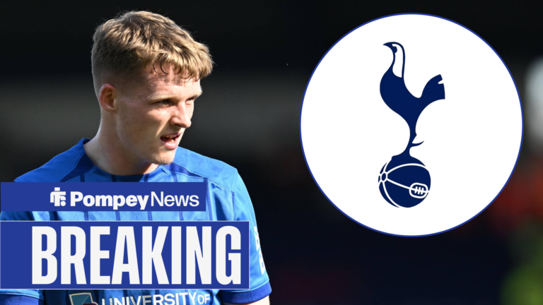 Portsmouth ace Terry Devlin reacts as Tottenham forward sends goodbye ...